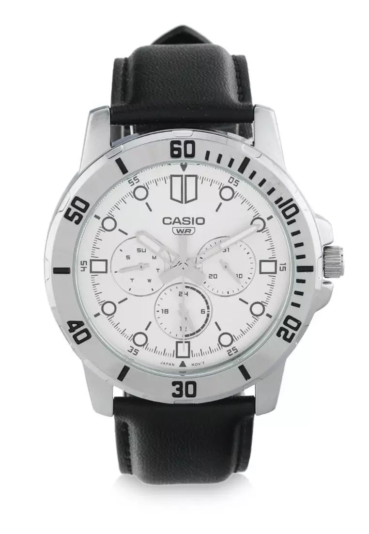 Jual Casio Casio Jam Tangan Pria Black Silver Leather Strap Mtp Vd300l 7eudf Original 2025