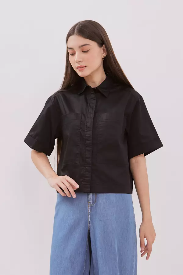 Jual Minimal MINIMAL - Dwei - Kemeja Oversize Pocket - Black Colour ...