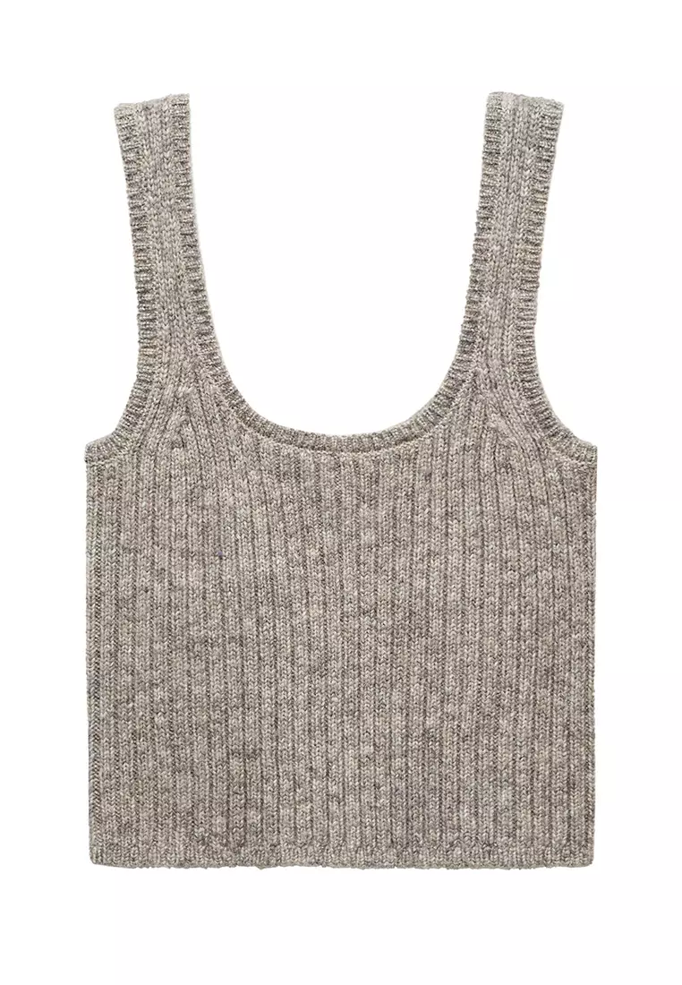 Buy Mango Ribbed Strap Top 2025 Online | ZALORA