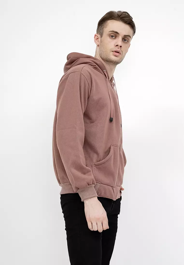Jual House of Cuff Jaket Polos Hoodie Zipper Sweater Warna dusty pink ...