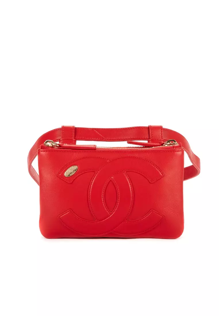 Buy Chanel Pre-Loved CC Mania Double Zip Wrist Pouch Online | ZALORA ...