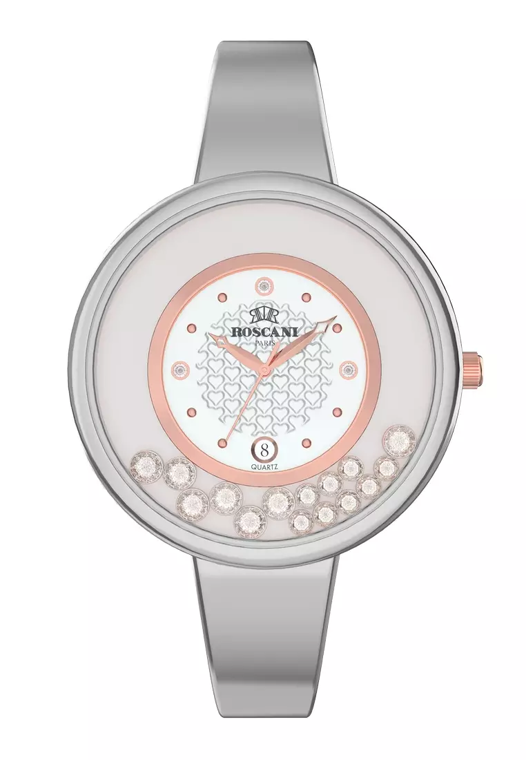 Buy Roscani Selina E98 (Movable Gemstones) Stainless Steel Rose Gold ...