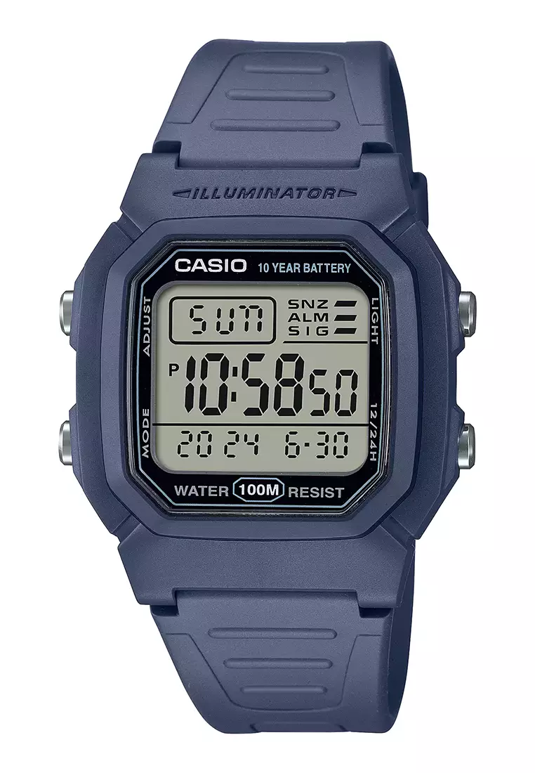 Jual Casio Jam Tangan Digital Pria Casio W-800H-2AV Blue Resin Strap Original 2024 | ZALORA ...