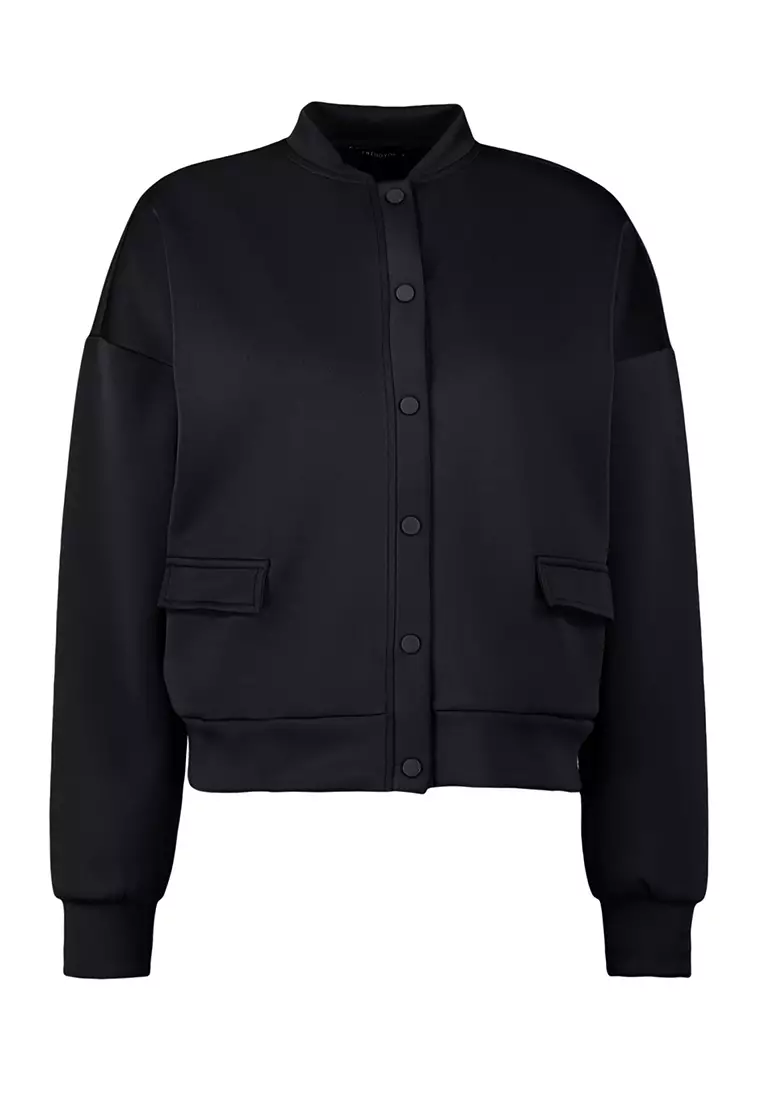 Buy Trendyol Knitted Scuba Jacket With Pockets And Snap Buttons Online ...