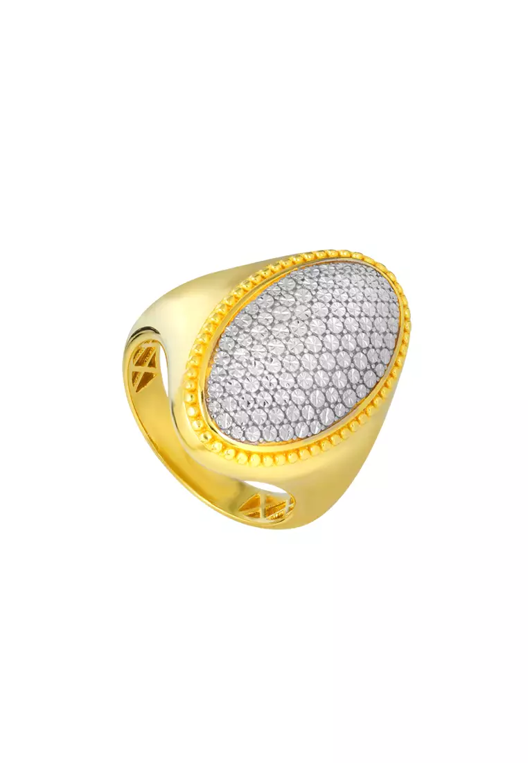 Buy TOMEI TOMEI Diamond Cut Collection Ellipse Ring, Yellow Gold 916 ...