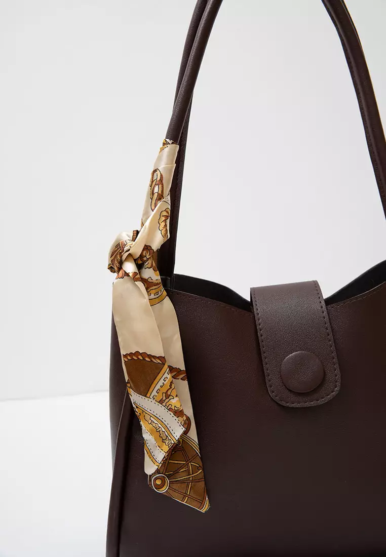 Jual Berrybenka Label Tekka Kanaya Tote Bag Dark Brown Original 2026 ...