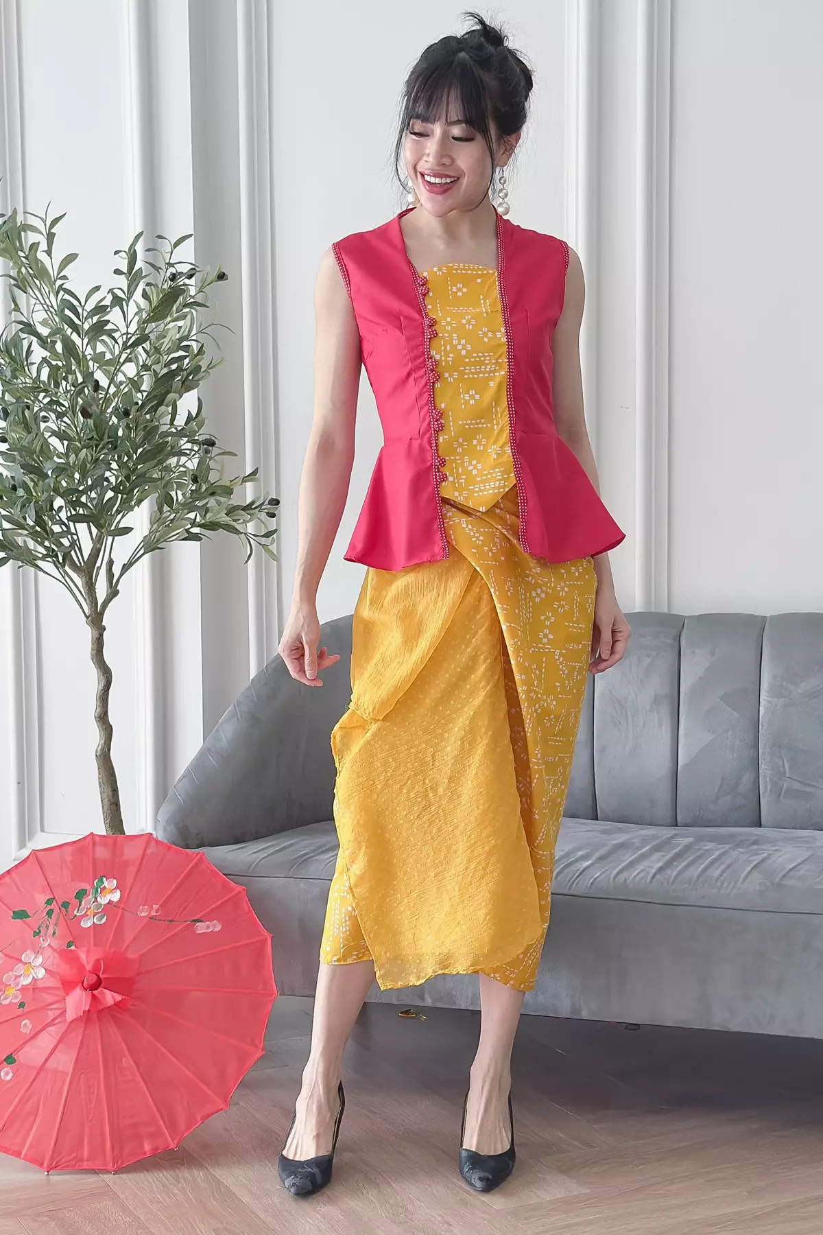 Jual DhieVine Batik Andhika Sashiko Honeycomb Frills Sarong Original ...