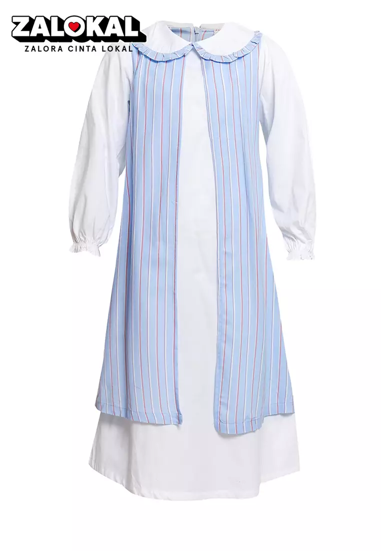 Jual Cool Kids Dress Panjang Salur Model Rompi Kerah Renda Original ...