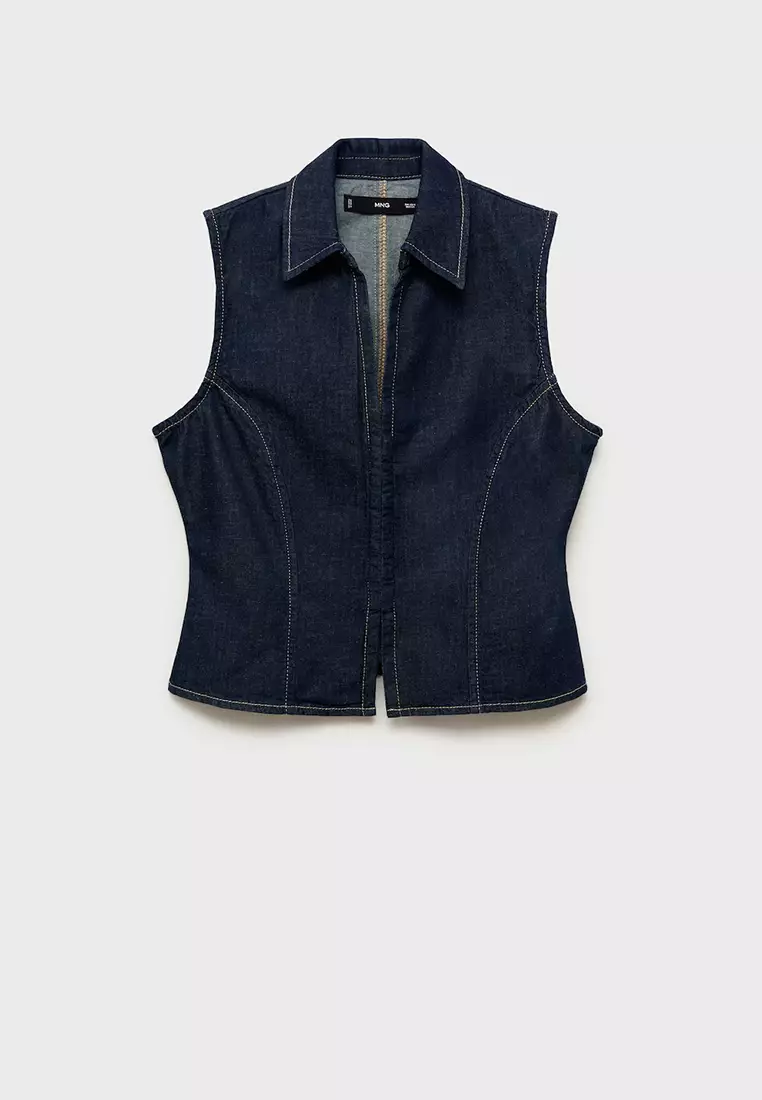 Buy Mango Fitted Denim Top 2025 Online | ZALORA Philippines