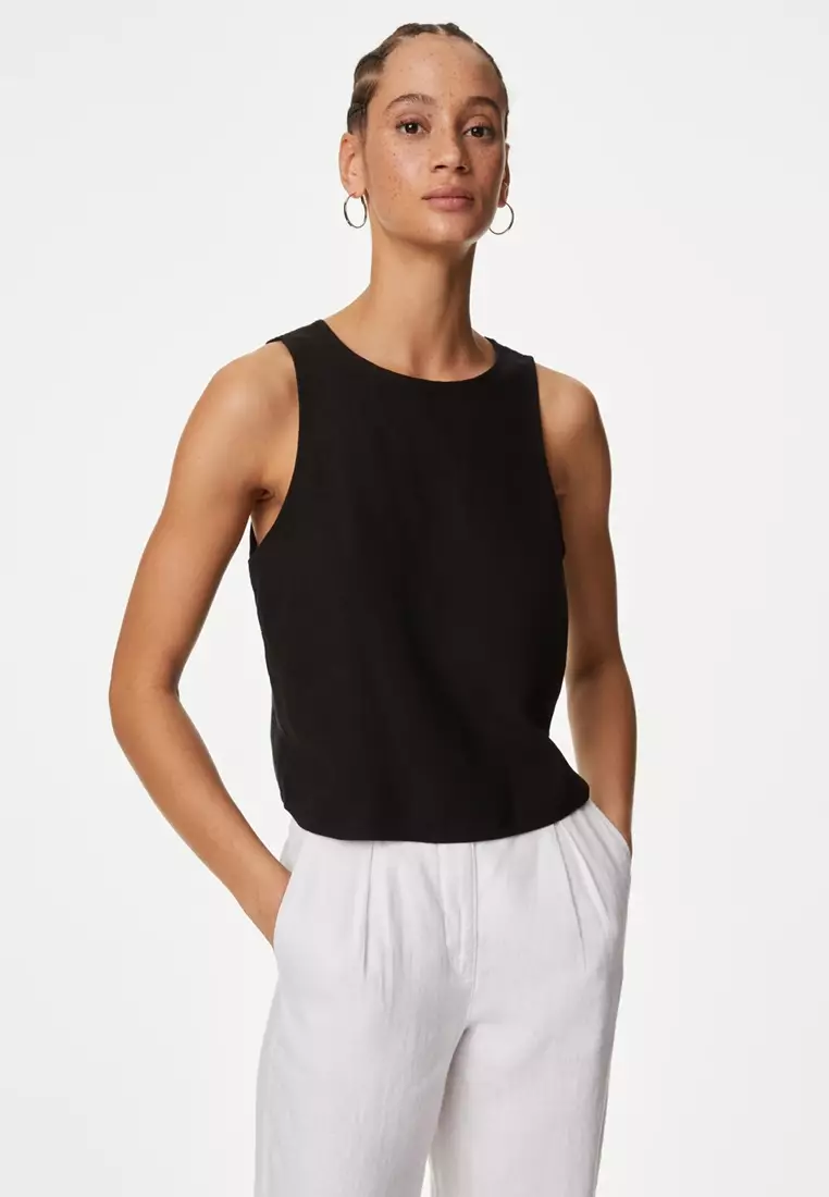 Buy MARKS & SPENCER Linen Rich Crop Top 2026 Online | ZALORA Philippines