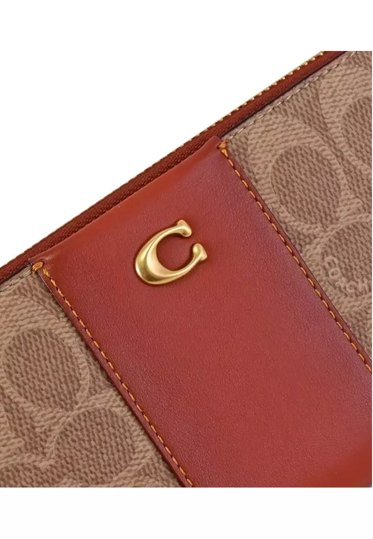 Buy COACH Essential Slim Accordion Zip Wallet In Signature Canvas - Tan ...