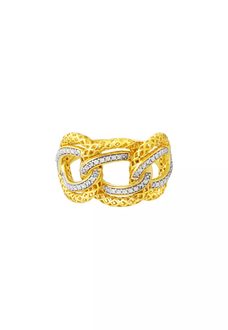 Buy TOMEI TOMEI Diamond Cut, The Klasik Series Ring, Yellow Gold 916 ...