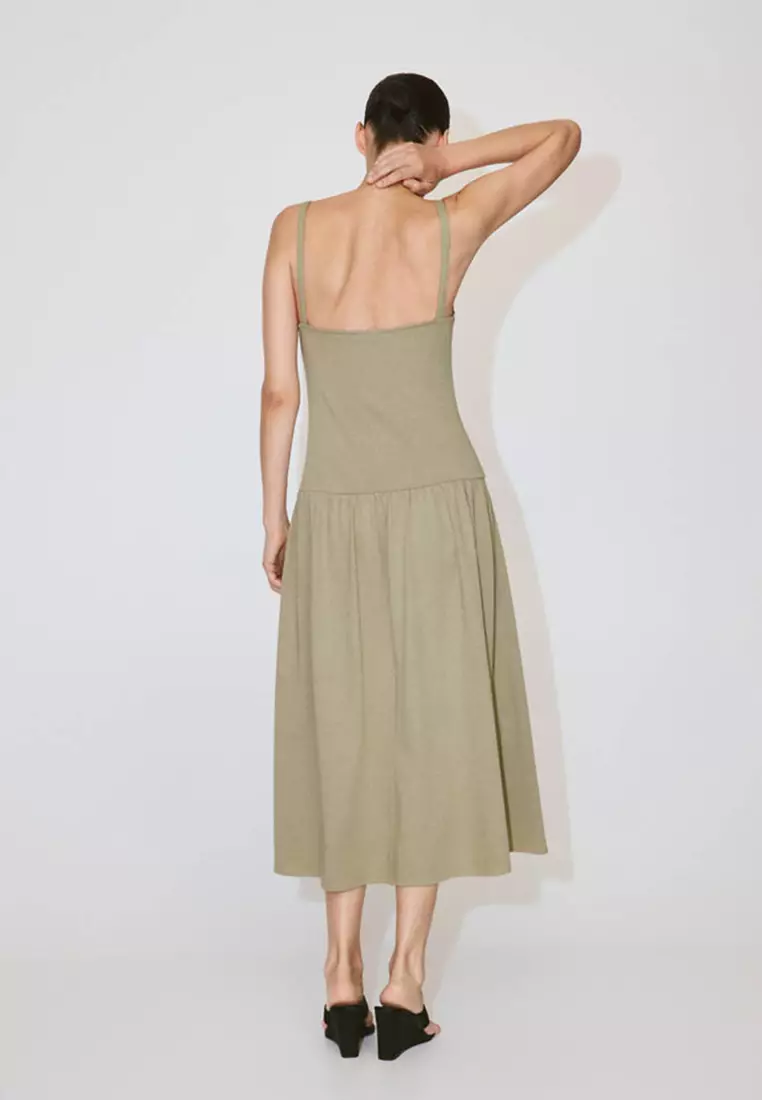 Buy Mango Ruched Neckline Volume Dress 2026 Online | ZALORA