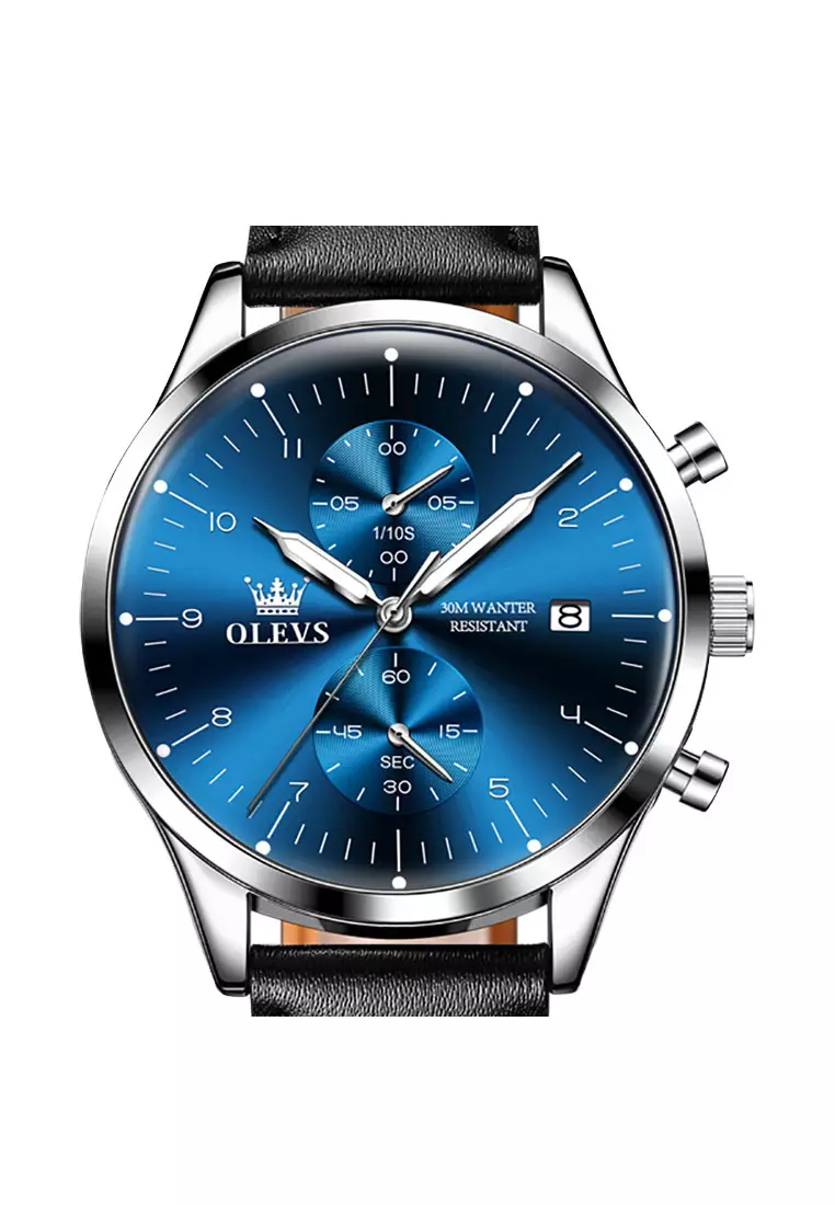 Buy OLEVS Mavis Classic Chronograph Leather Men Wrist Watch 2025 Online ...