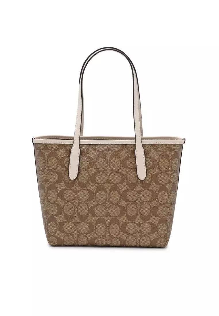 Buy COACH Mini City Tote In Signature Canvas With Horse And Sleigh ...