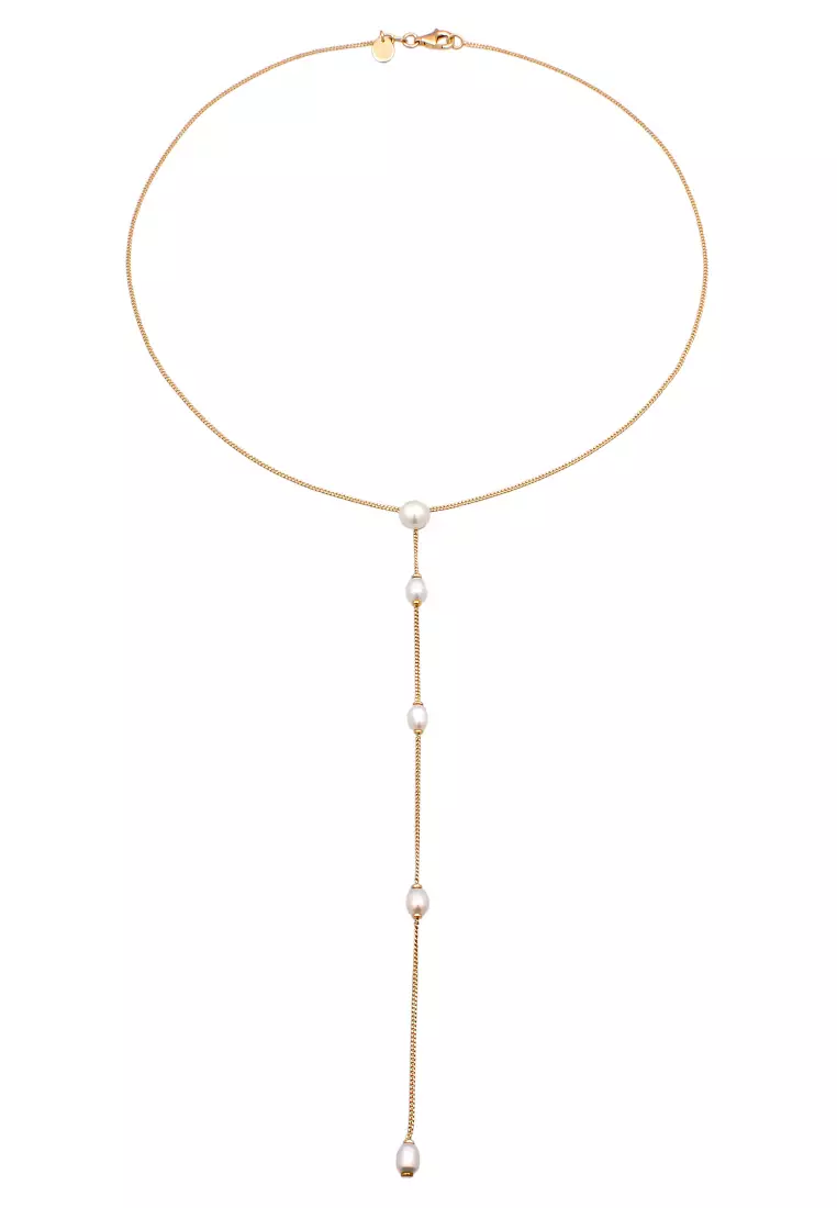 Buy ELLI GERMANY Pearl Drop Y-Necklace – Gold-Plated Silver 2026 Online ...