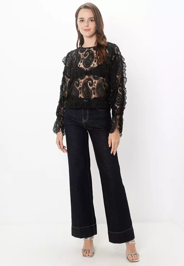 Buy ONLY Hallie Long Sleeve Lace Top Online | ZALORA Malaysia