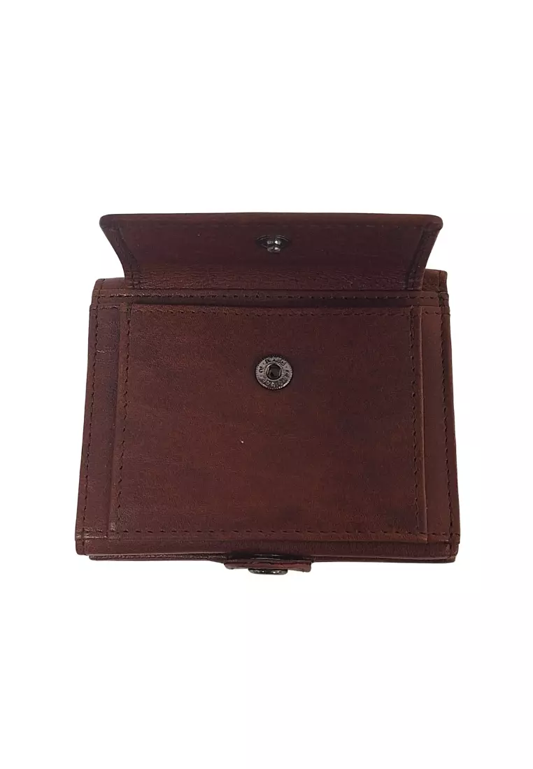 Buy Oxhide Oxhide Compact wallet in Vintage Leather in Brown colour ...