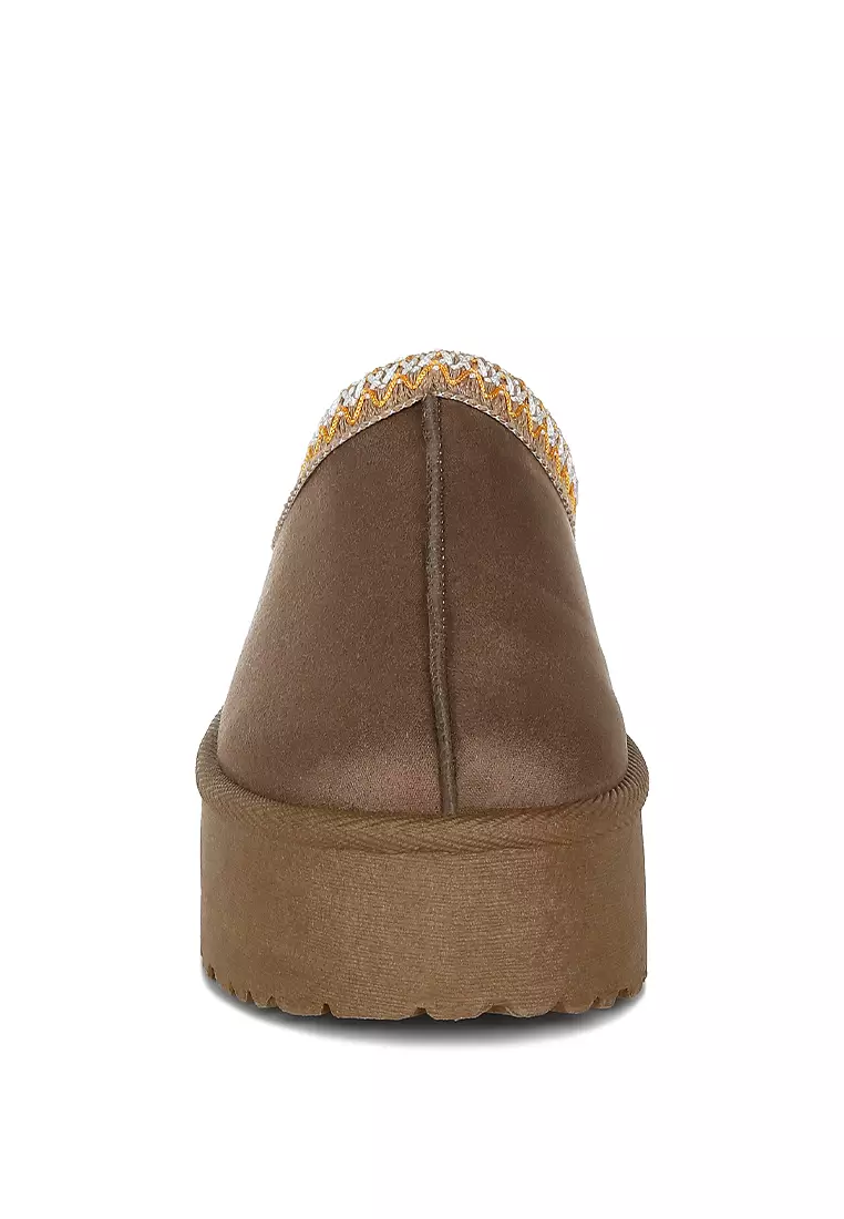 London Rag Taupe Embroidered Platform Fur Classic Slip-On 2024 | Buy ...
