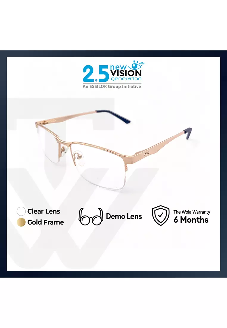 Buy 2.5 NVG OPH Men's Rectangle Frame Gold Metal Optical Frame with ...
