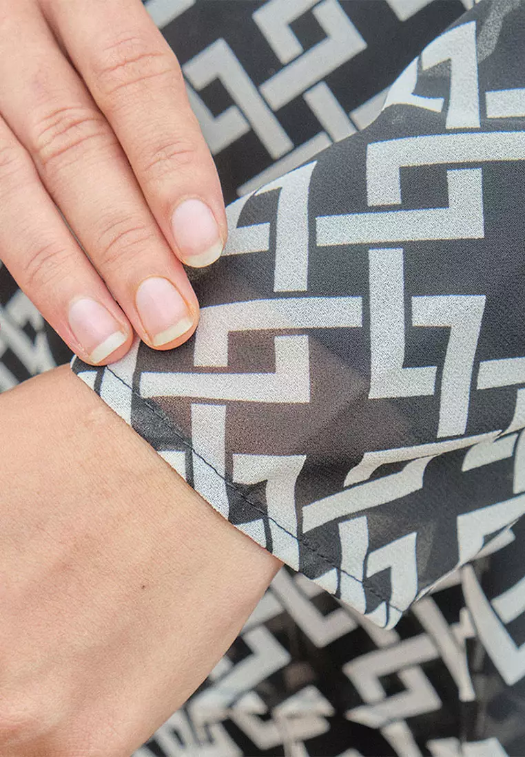 Buy POPLOOK Lanting Blouse & Skirt - Black Geometric Online | ZALORA ...