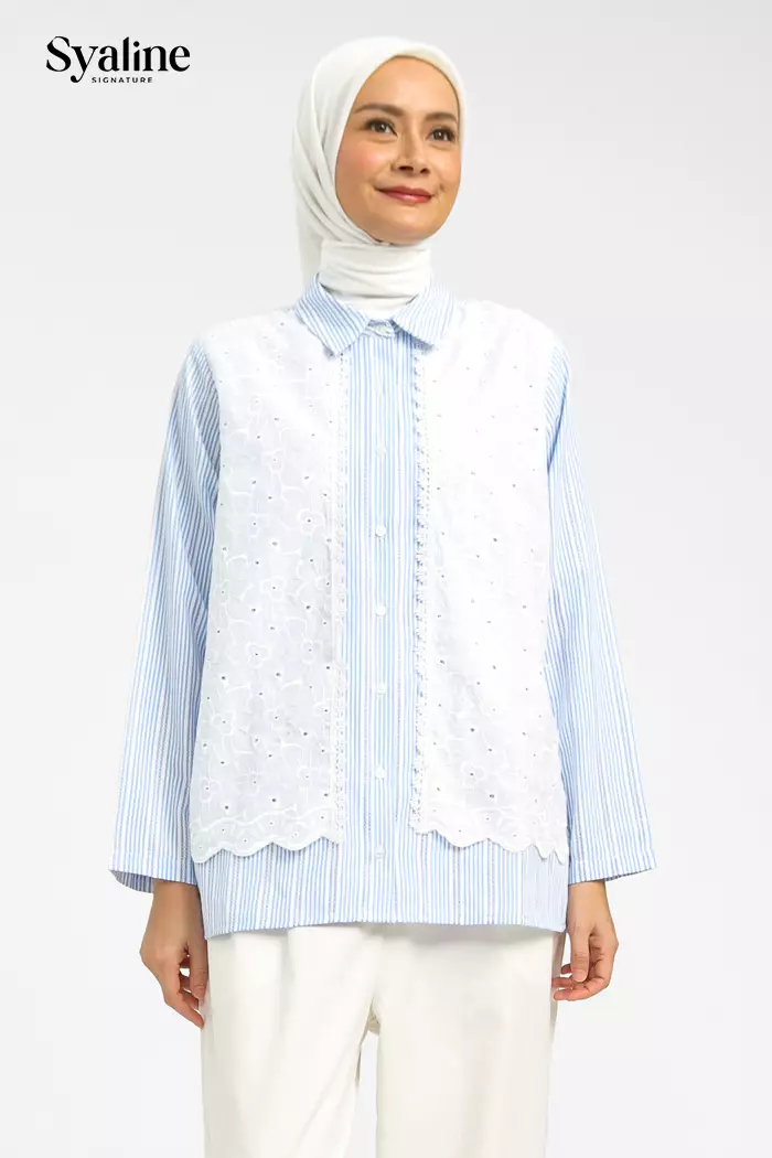 Jual Syaline Hijab Syaline Hijab x Studio Tui - Atasan Kemeja Wanita Bahan Katun Poplin - Cora ...
