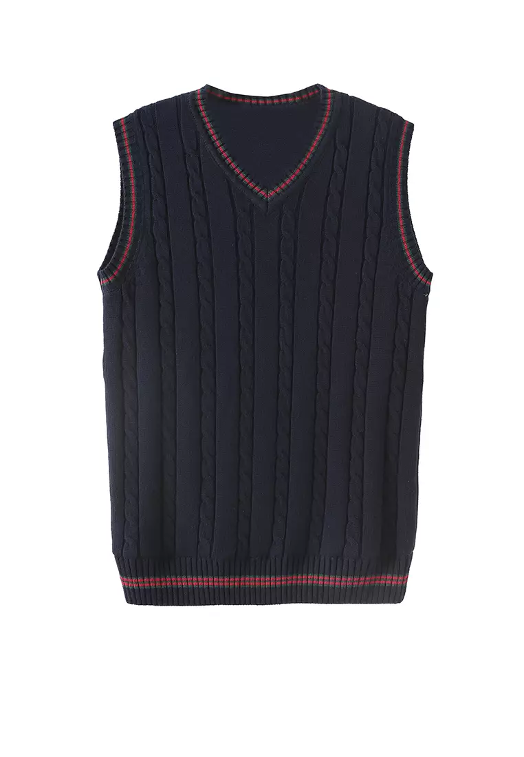 Buy HAPPY FRIDAYS Contrast Stripe Knitted Vest XH920 Online | ZALORA ...