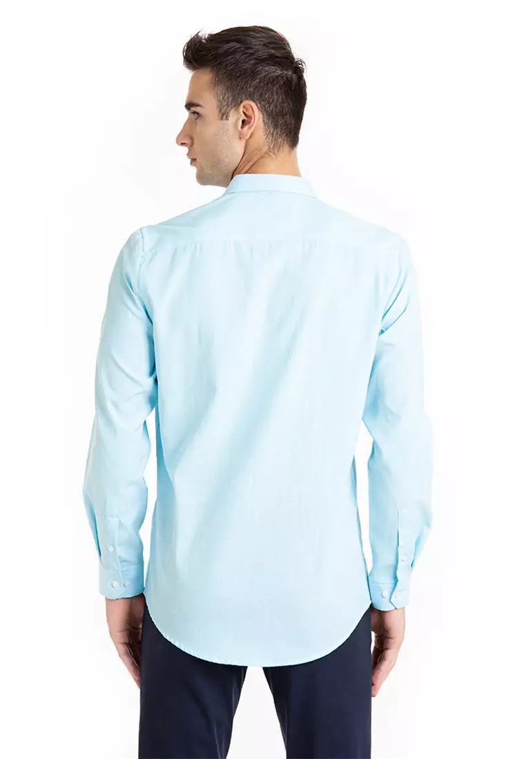 Jual MANLY MANLY Kemeja Slim Fit Luham Blue Original 2025 | ZALORA ...
