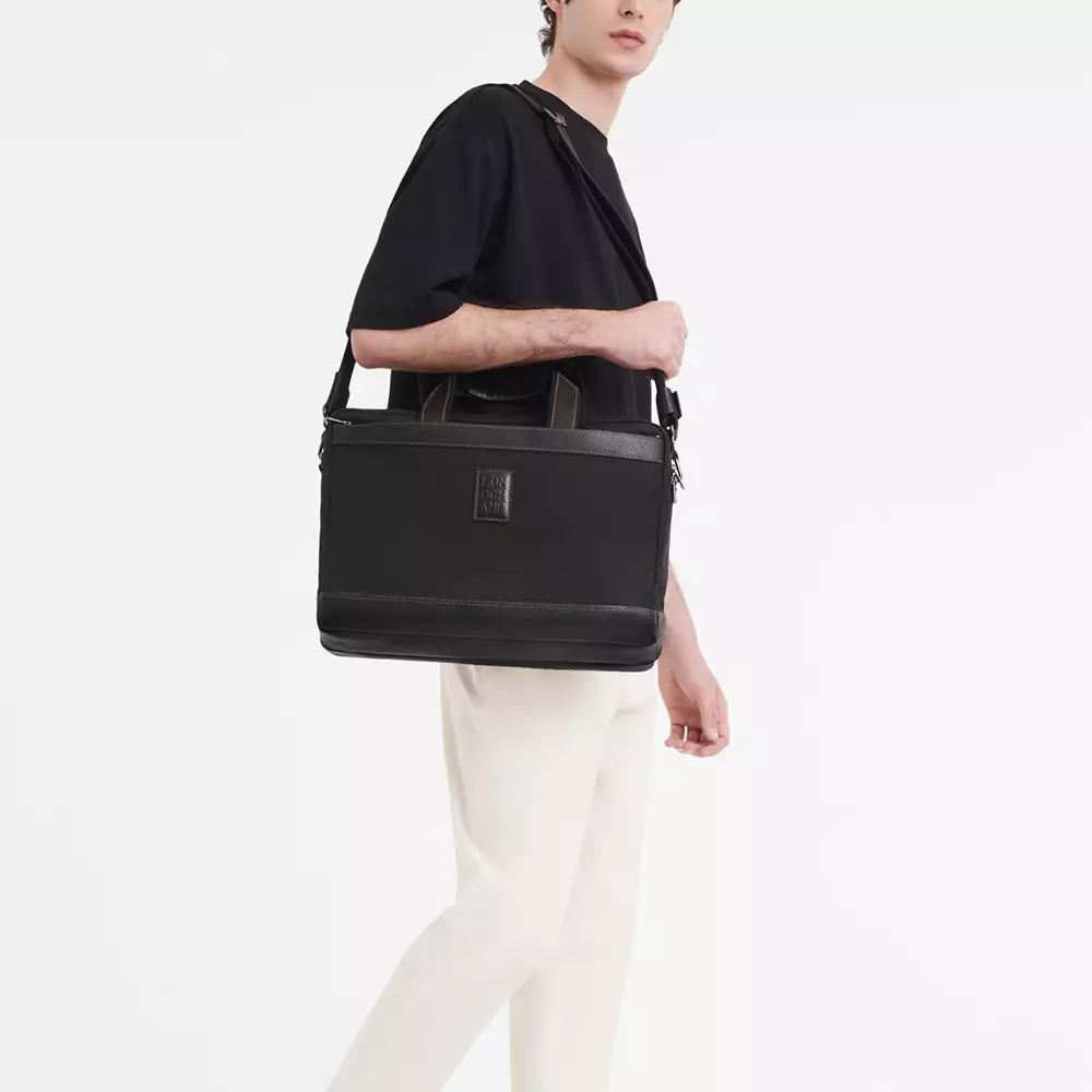 Jual Longchamp Boxford Large Briefcase Canvas Bag Black Original 2026 ...