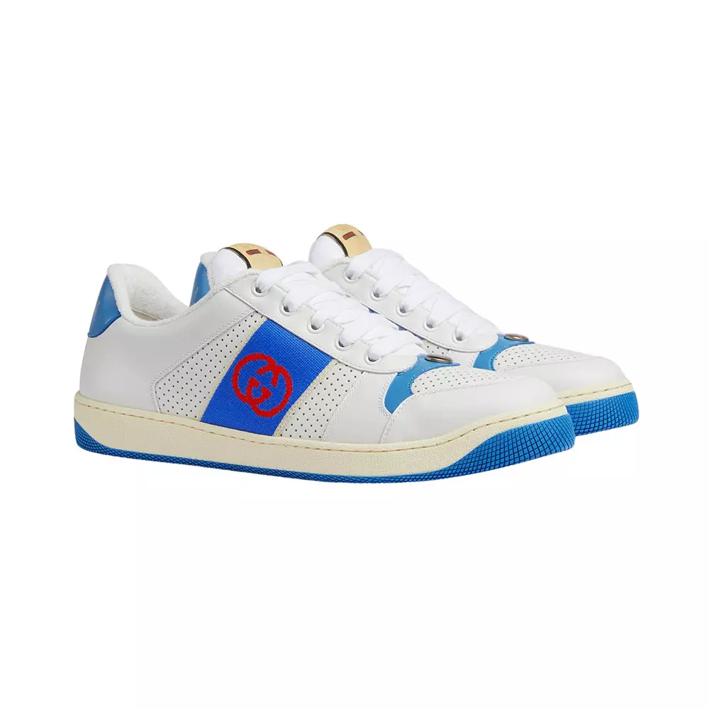 Jual Gucci Screener Interlocking G Trainer Sneakers White Blue Original ...