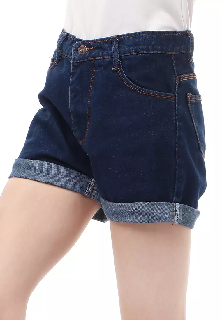 Jual Evernoon Radmila Hot Pants Wanita Aksen Lipat Regular Fit - Biru Tua Original 2025 | ZALORA ...