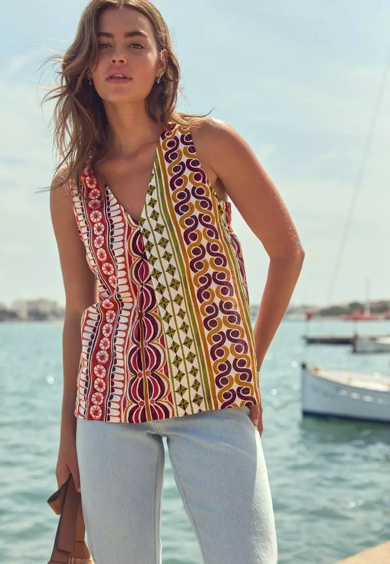 Buy NEXT Linen Blend V-Neck Summer Top Online | ZALORA Malaysia