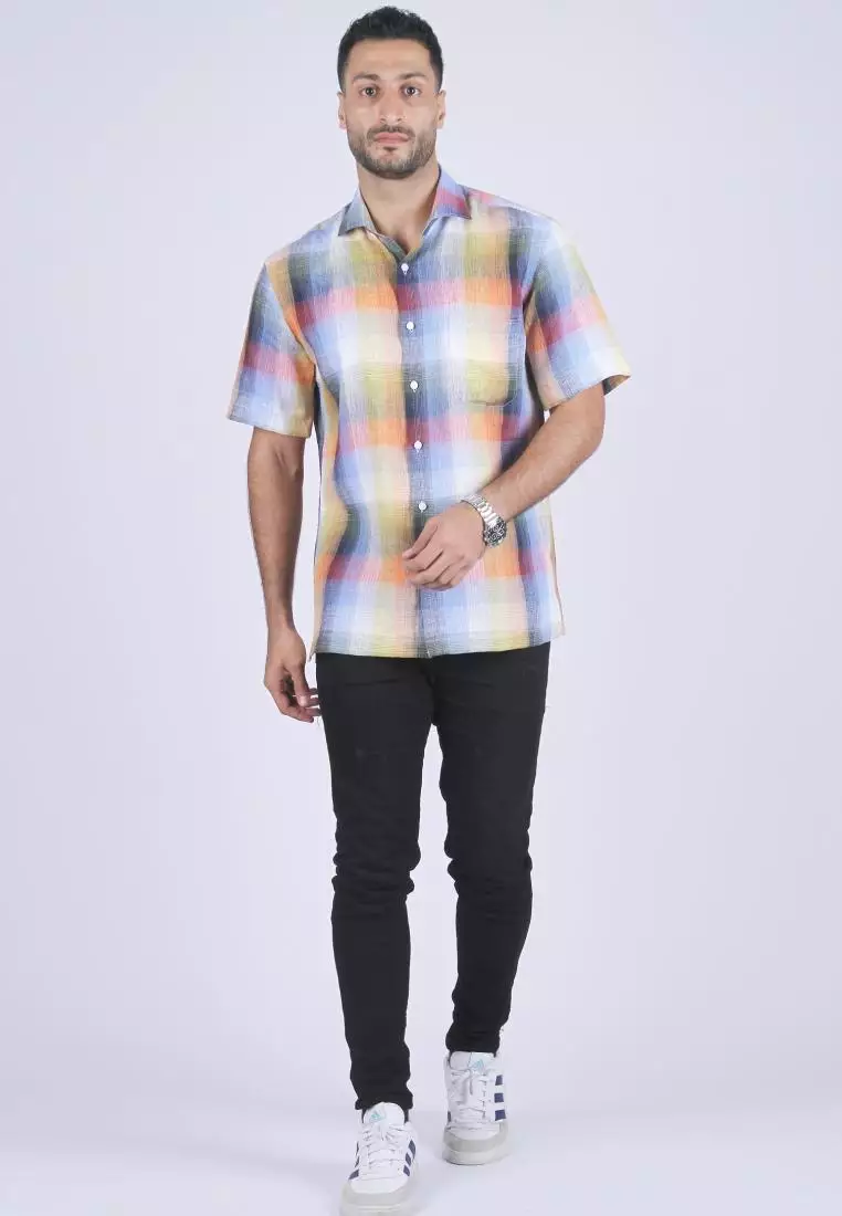 Jual Ethan White Kemeja Pria Lengan Pendek Ethan White Light Check ...