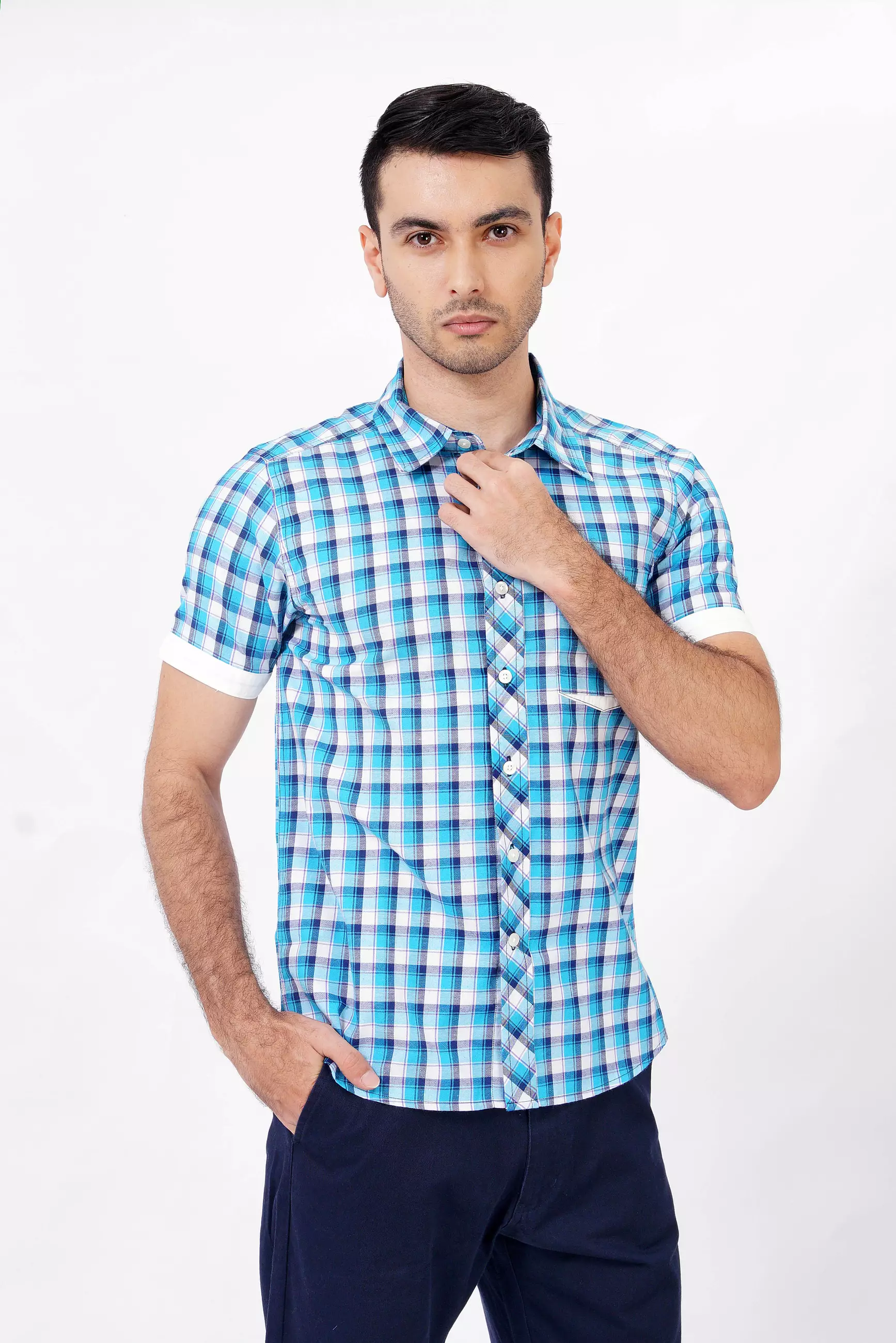 Jual NEXT GEN NEXT GEN Short Sleeve Henley Check Shirt 0069 Original ...