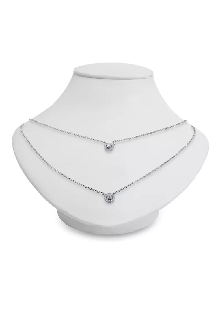 Buy Alfredulla Duo Crested Dots Silver 925 Zirconia Necklace 2025 ...
