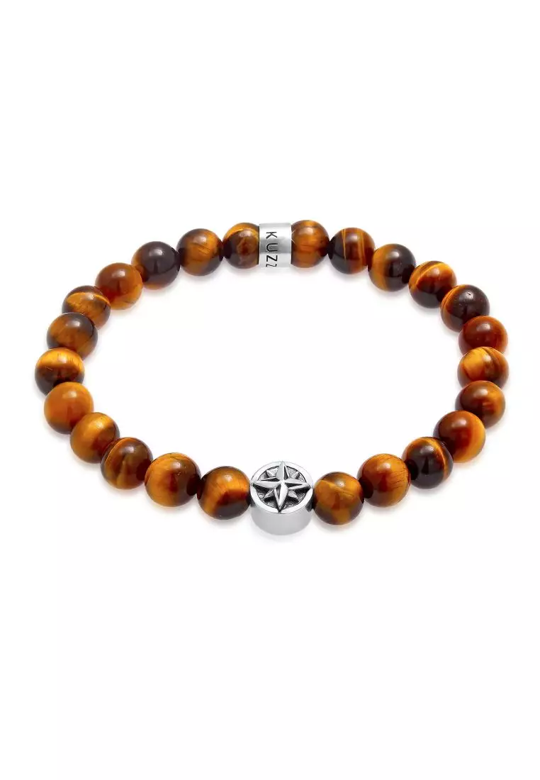 Buy Kuzzoi Men's Tiger's Eye Compass Bracelet – Silver Details 2026 ...