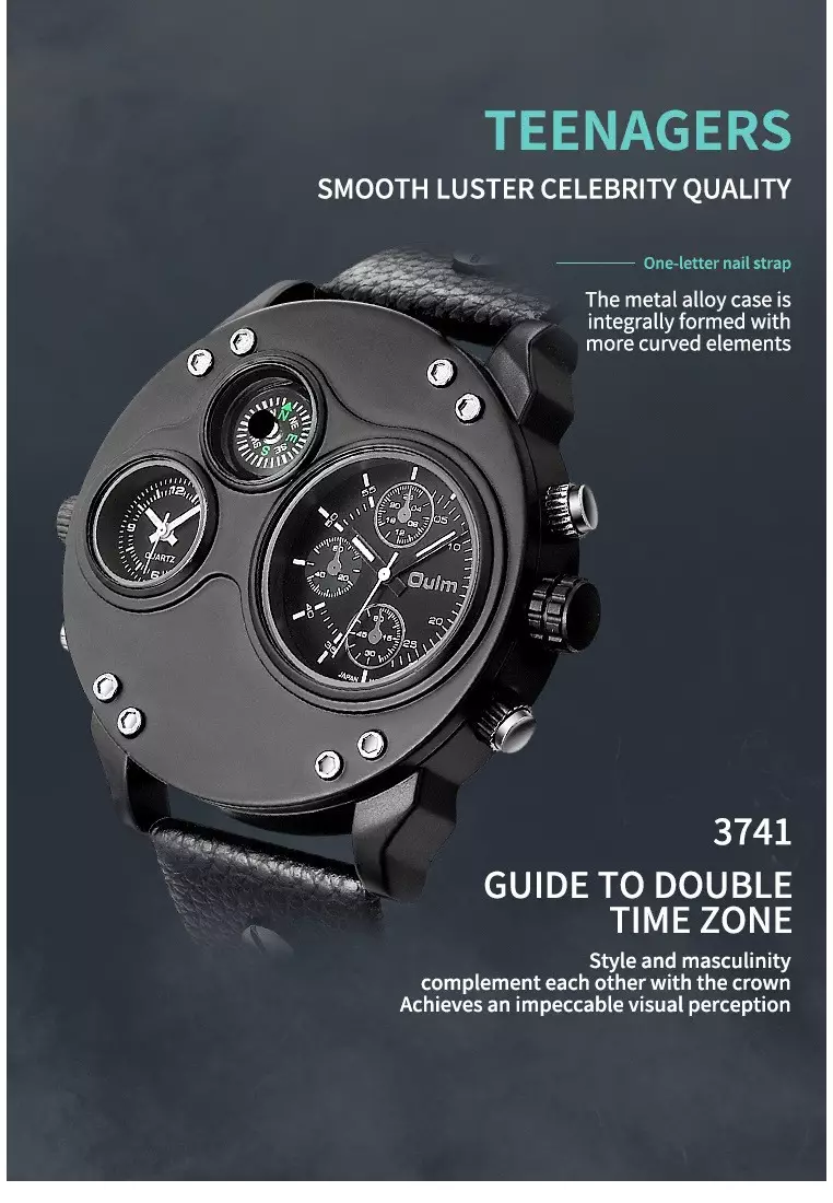 Buy OPCHIC Dual Time Zone Large Dial Compass Men's Quartz Watch 2025 ...