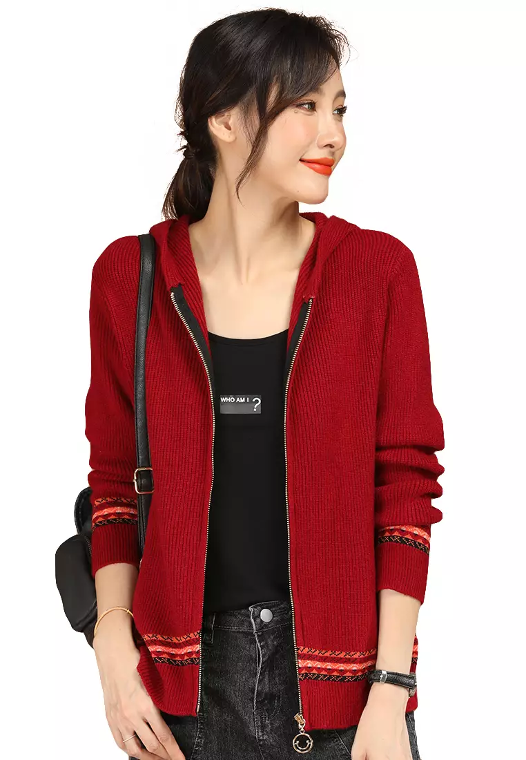 A-IN GIRLS Ethnic Striped Hooded Knitted Jacket 2024 | Buy A-IN GIRLS ...