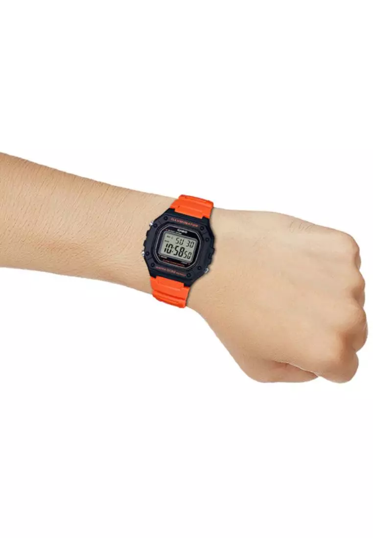 Buy Casio Watches Men's Digital Watch W-218H-4B2V Orange Resin Band Men ...