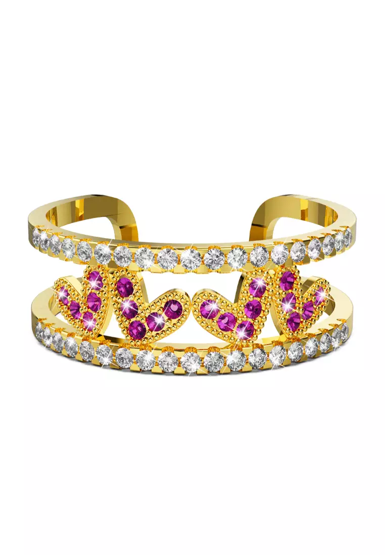 Buy Bullion Gold Gold Layered Red V Luxe Adjustable Ring 2025 Online ...