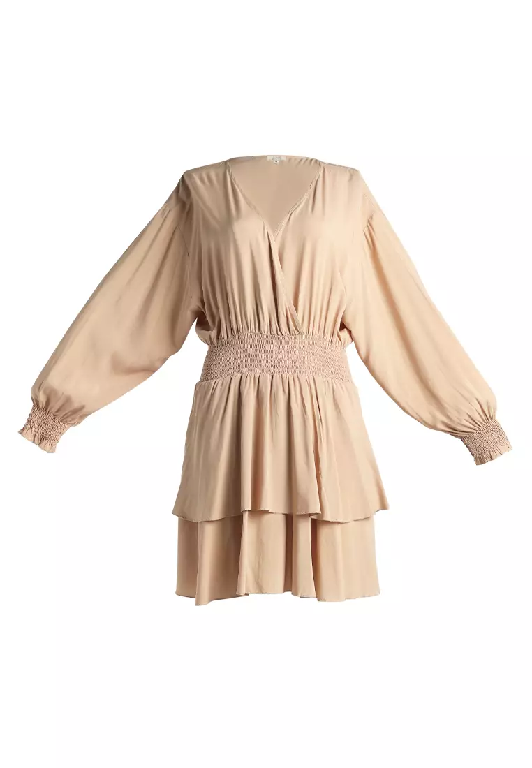 Buy London Rag Beige Long Lantern Sleeves Dress Online | ZALORA Malaysia