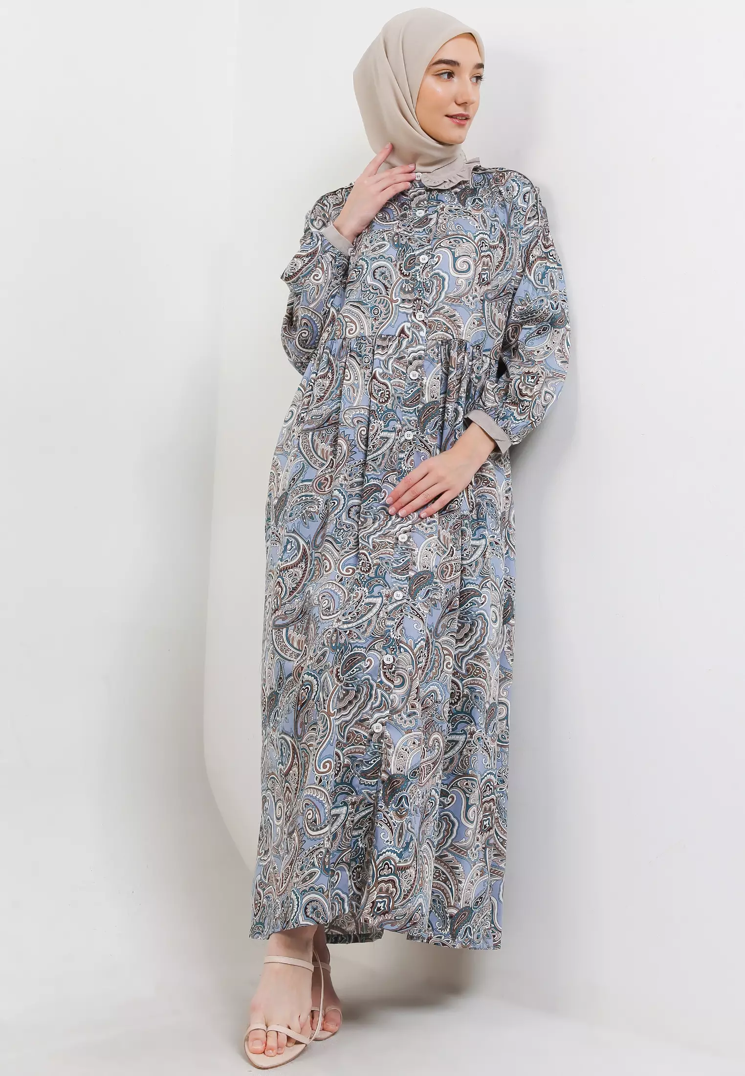 Jual MFMW MFMW Sucitra Dress Gamis Biru Motif Original 2025 | ZALORA ...