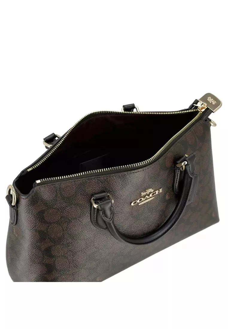 Buy Coach Georgia Satchel Bag In Signature Canvas - Walnut/Black 2025 ...