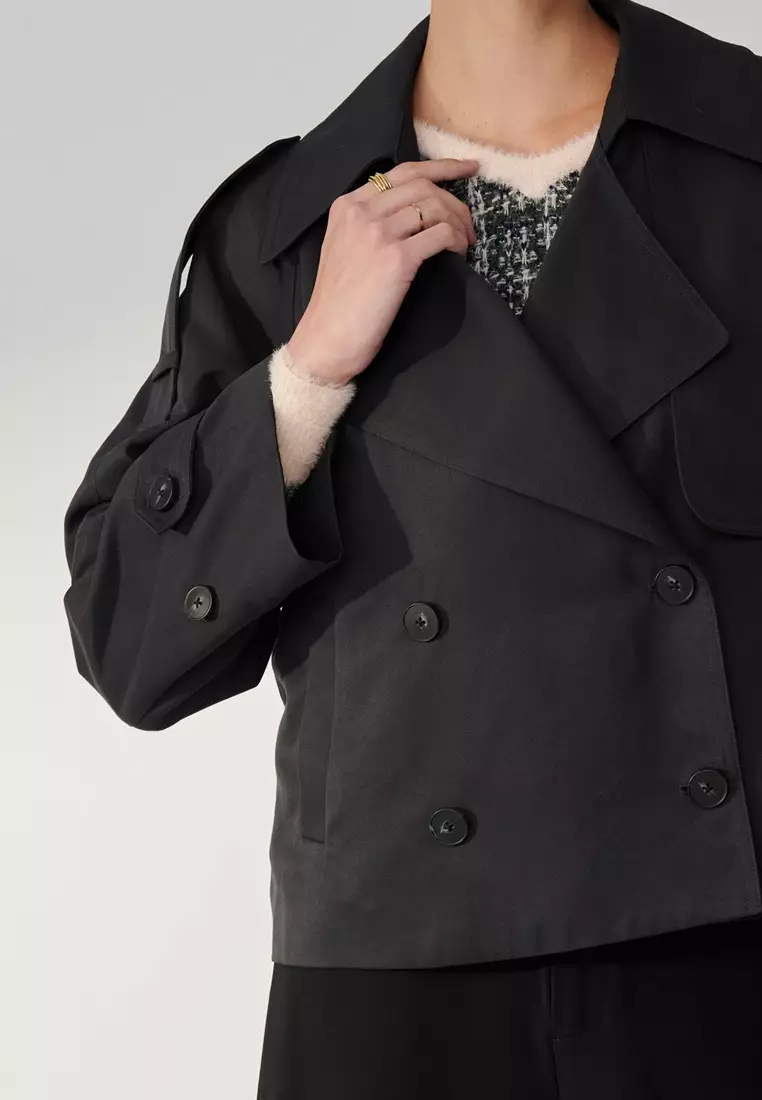 Buy SST&C Dark Blue Short Trench Coat 2025 Online | ZALORA