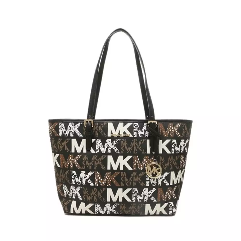 Jual MICHAEL KORS Michael Kors Jet Set Graphic Signature Tote Bag Black ...