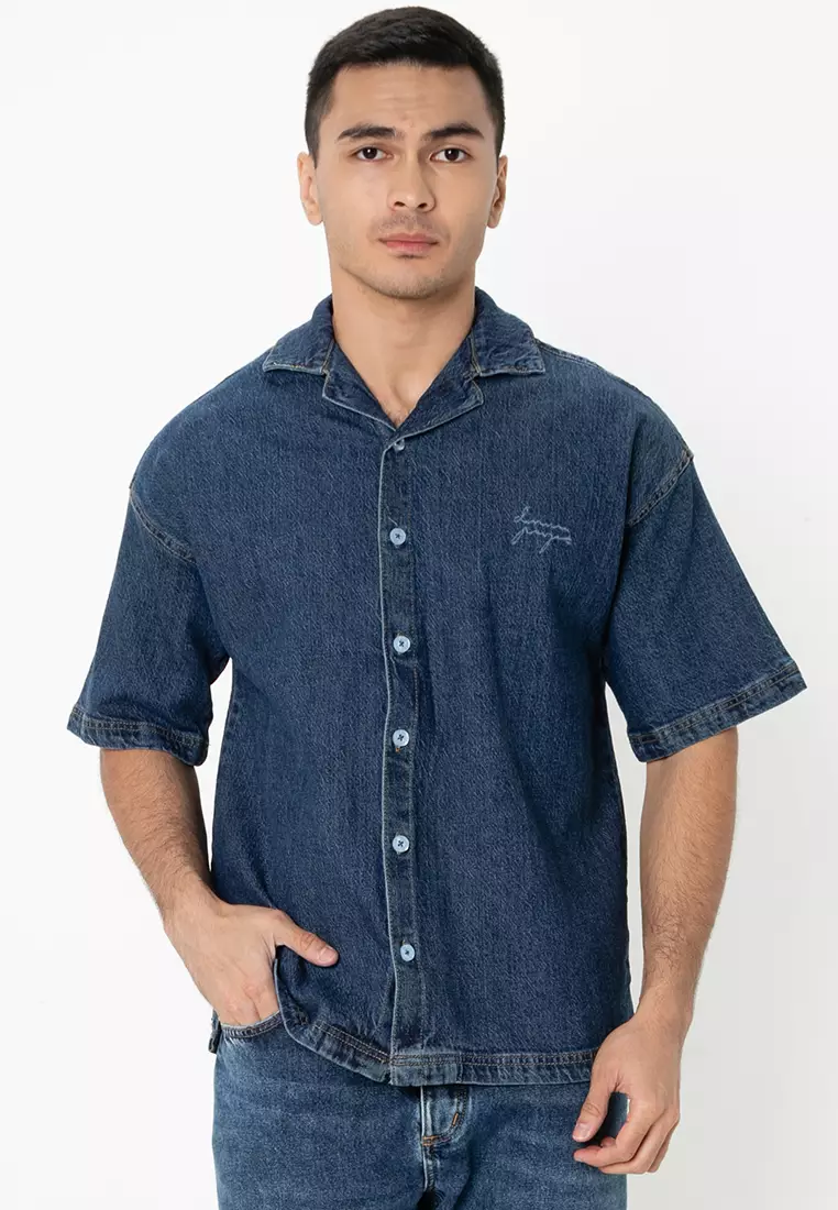 Buy Denim Project Flock Print Denim Resort Shirt Online | ZALORA Malaysia