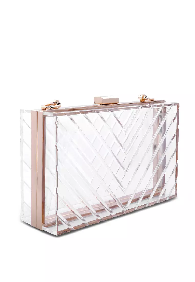 Buy London Rag Transparent Chevron Pattern Clear Clutch Bags Online ...