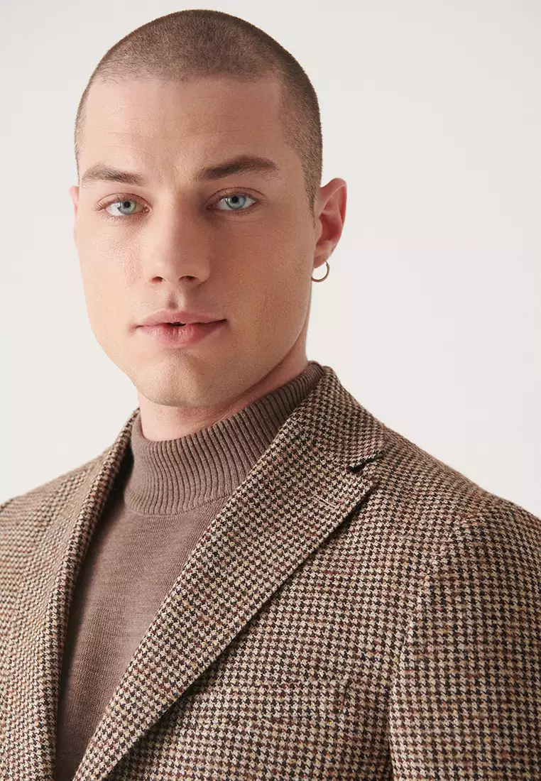 Buy Avva Wool Blended Gingham Suit Blazer 2026 Online | ZALORA