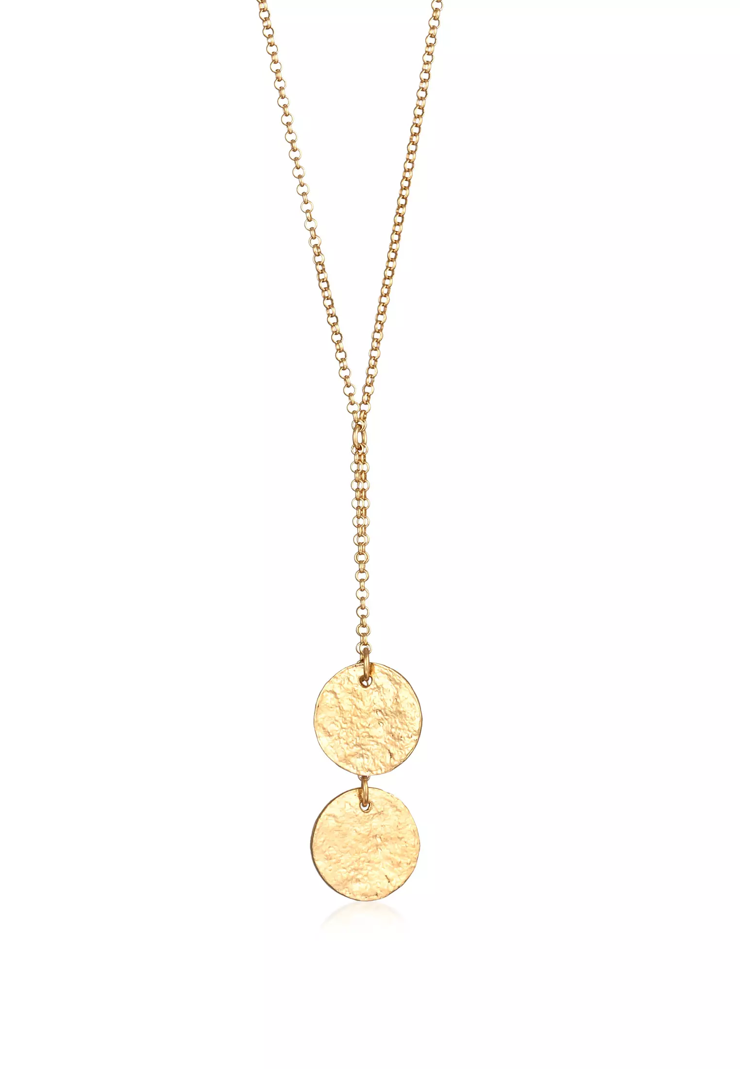 Buy ELLI GERMANY Hammered Coin Cascade Necklace – Gold-Plated Silver ...