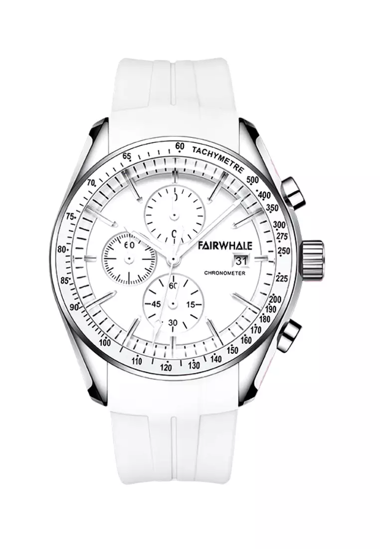 Buy Mark Fairwhale Unisex Chronograph Quartz Watch, White Rubber Strap ...